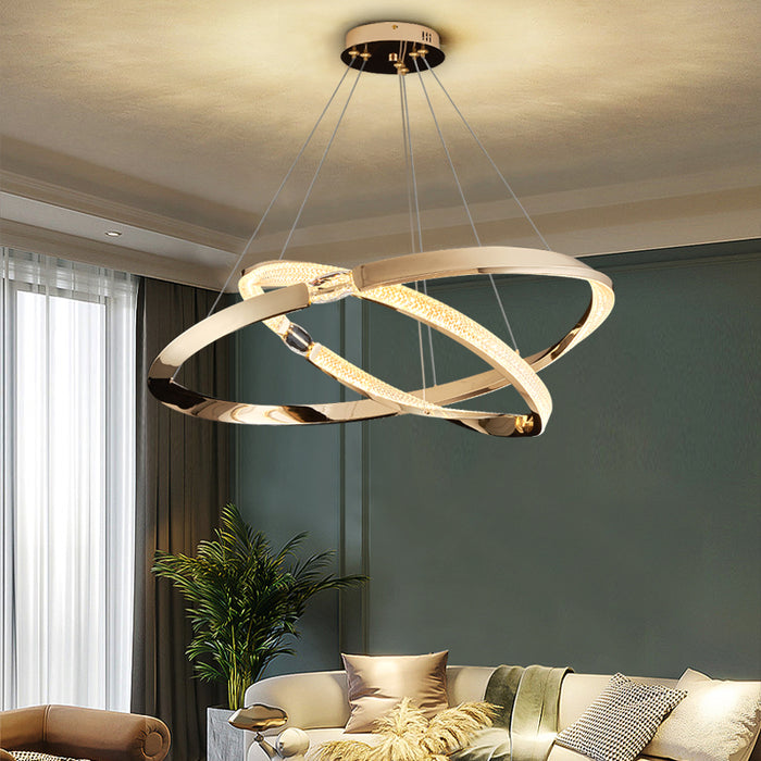 Modern 3-Rings LED Chandelier Gold Finish For Living Room – YOOGEE LIGHTING